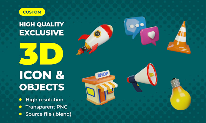 Create unique high quality 3d icon and object by Adekdesigns | Fiverr