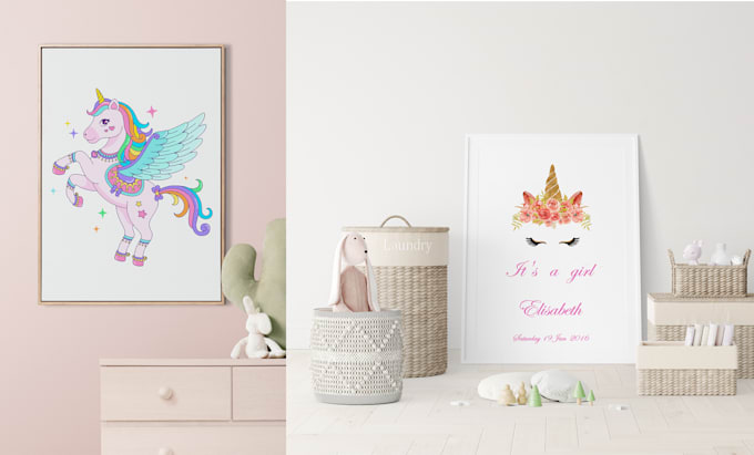 Design cute and elegant nursery printable wall art any size by ...