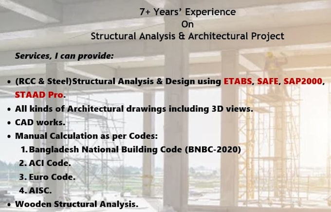 Analyze rcc, steel and wooden structures and design plans by Engr_ahnaf ...