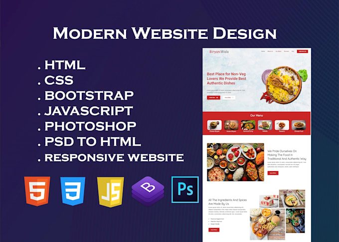 Design responsive website with html css bootstrap for you by Mohammadsaad012 | Fiverr