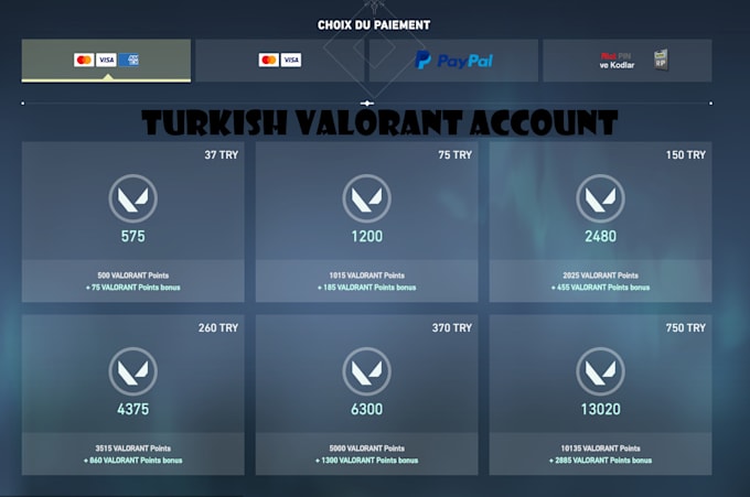 Make a turkish valorant account for you by Skilledcamman | Fiverr