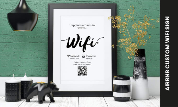 Provide a custom airbnb wifi sign with qr code by Airbnbfox | Fiverr