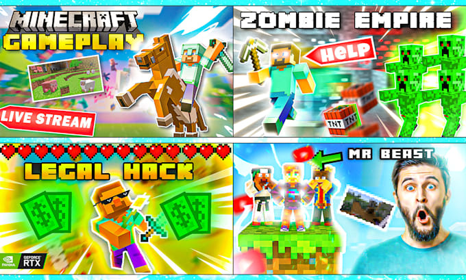 Make you a minecraft youtube thumbnail by Rabdot | Fiverr