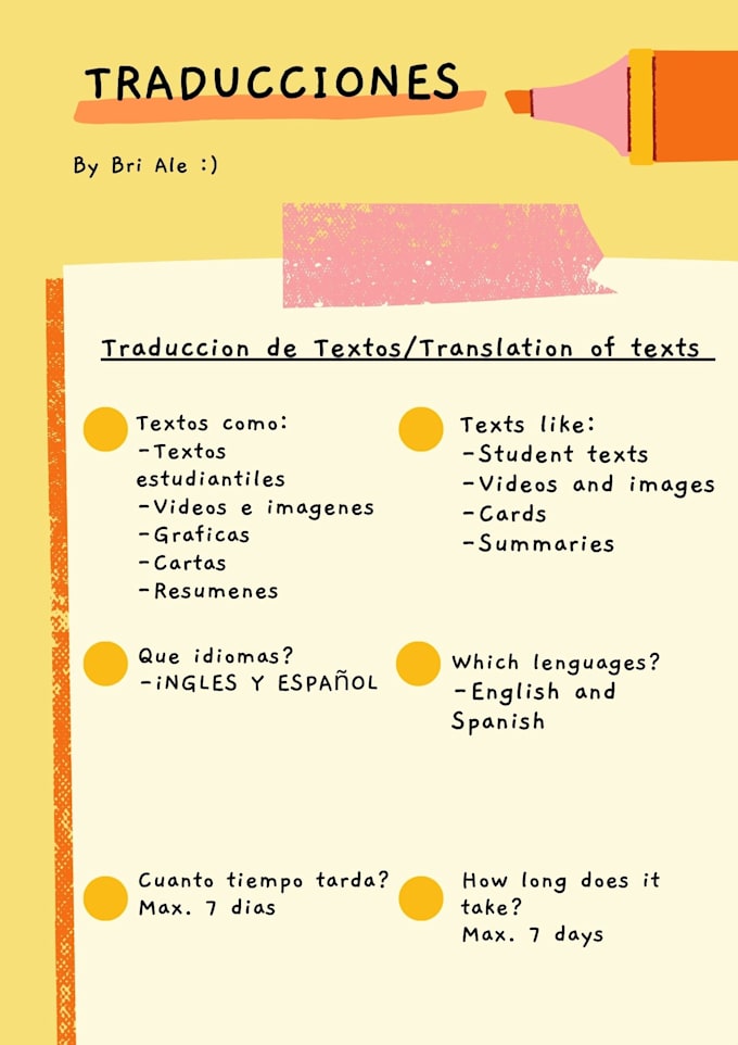 Traducir tus textos de ingles a español by Abrillperez | Fiverr