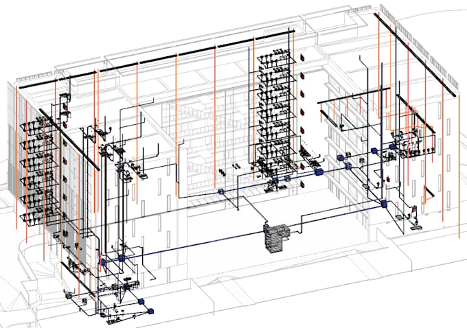 Create a 3d mep lod 300 model from a 2d project by Karinaegm | Fiverr