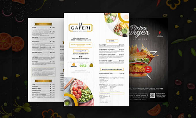 Design modern print menu food menu price list by Aniket_wow | Fiverr