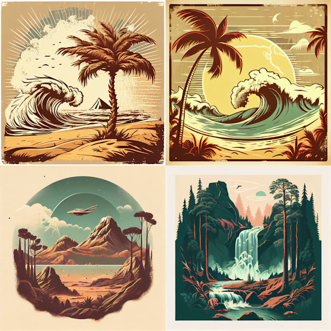 Create vintage retro landscape environment art by Freshlofi | Fiverr