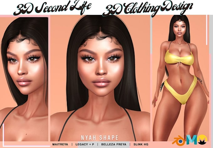 Create 3d second life model, 3d second life clothing design, 3d secondlife mesh by Metawayz | Fiverr