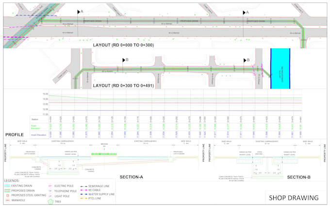 Make roads and storm water drainage profiles and shop drawings by ...