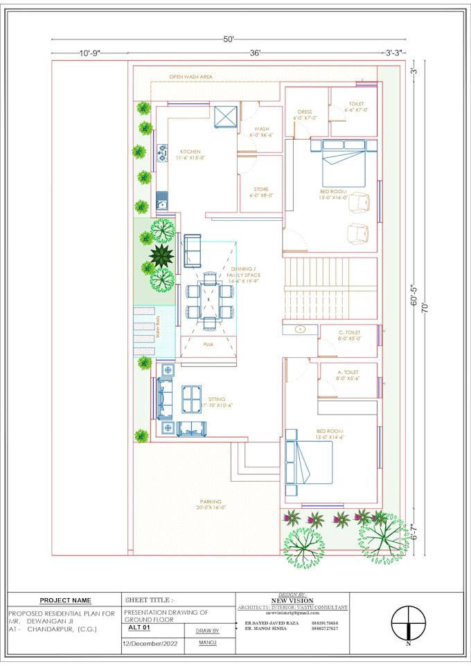 Draft an architectural floor plan of a house by Mj44011 | Fiverr