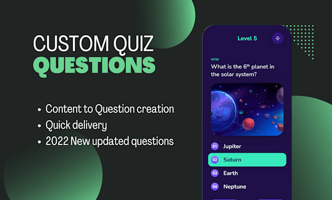 Create custom quiz questions from content or topic you choose by Quizlibrary | Fiverr