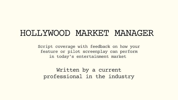 Provide professional script coverage and industry insight by ...