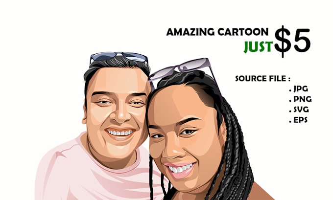 Your amazing cartoon portrait from your photo by Qqvektor | Fiverr