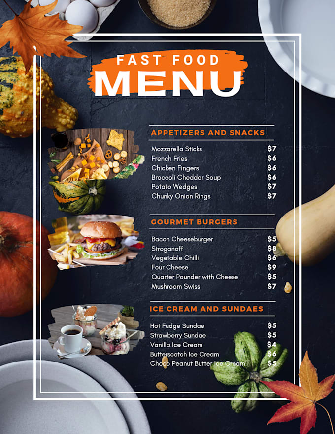 Create a food menu cards for restaurants by Sunaldeginer | Fiverr