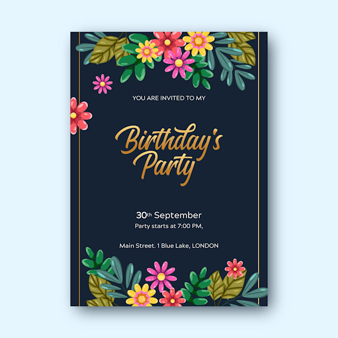 Design theme birthday party invitation card by Legendgamer591 | Fiverr