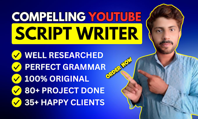 Be your professional youtube video scriptwriter for compelling script writing by Abdigitalmedia ...