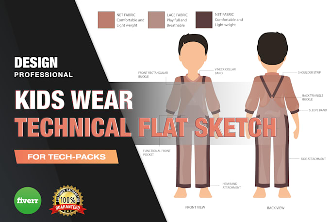 Fashion technical sketch flat drawings cad of kids wear by Aura_colombo ...