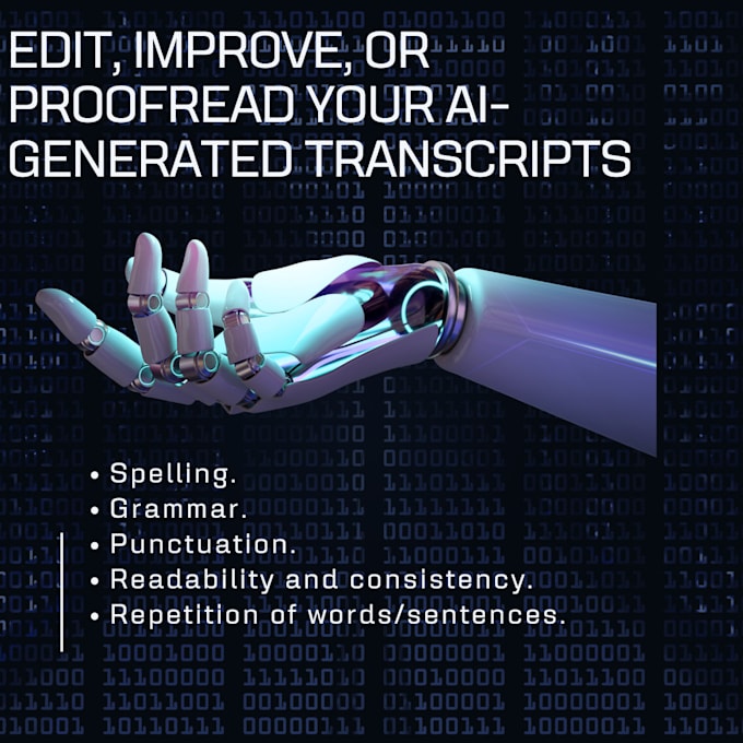 Do edit, improve, or proofread your ai generated transcripts by Sabaaslam03 | Fiverr