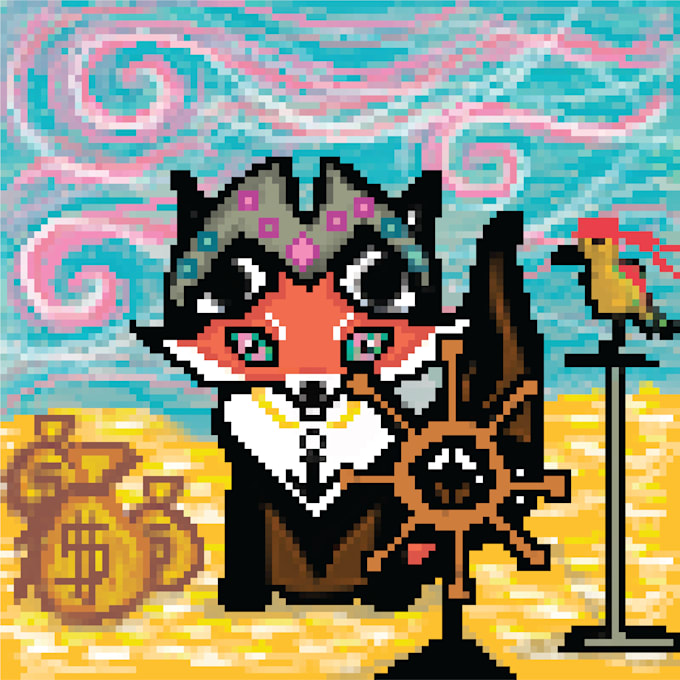 Pixel nft art with background, objects by Elifdemiragac | Fiverr