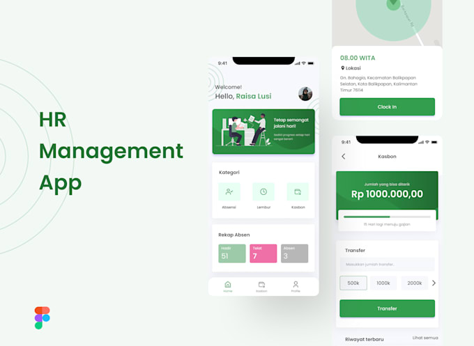 Design hr management payroll attendance system app ui ux by Hertafuid ...