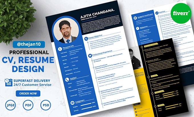 Design professional resume and cv template by Thejan10 | Fiverr