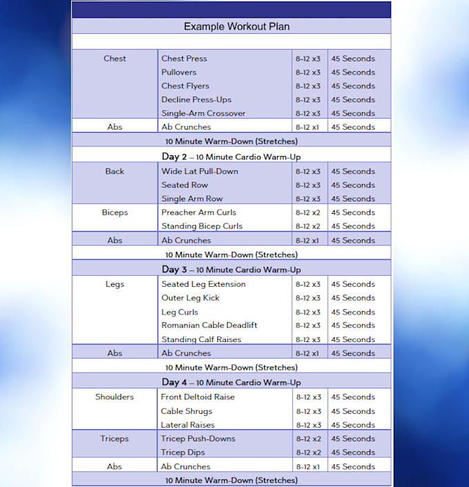 Help you create workout plans by Dex22303 | Fiverr