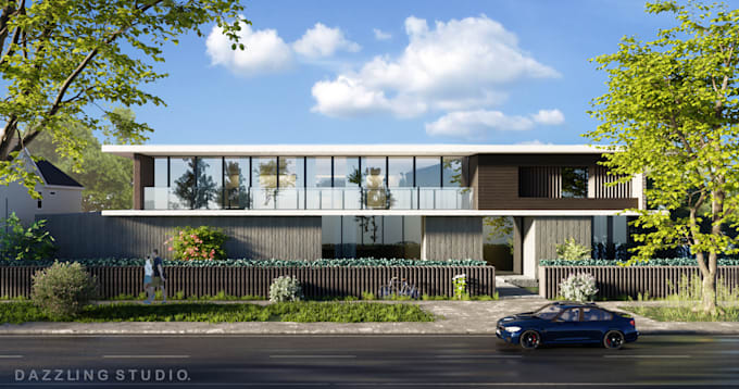 Do realistic exterior animation rendering,design,walkthrough by Dazzling_studio | Fiverr