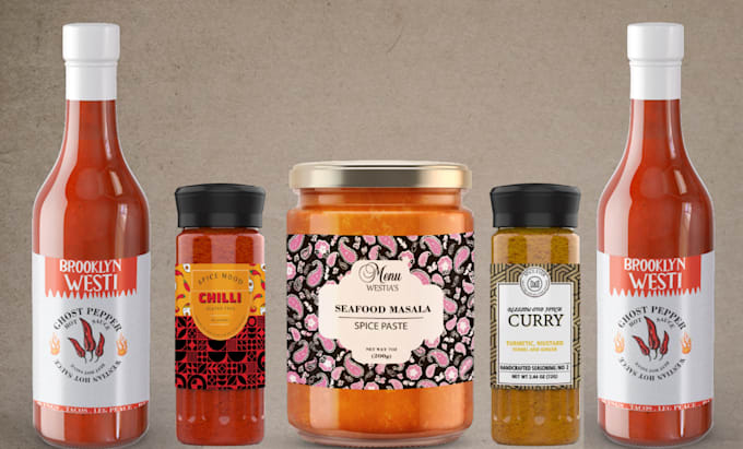 Design label for spice, sauce, jar, seasoning, pepper, rub, pikliz ...