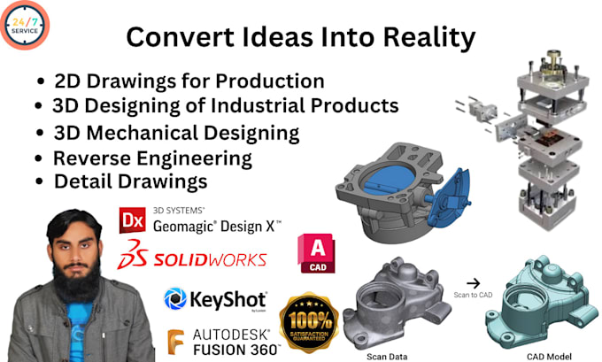 Design 2d, 3d cad models for industrial products using solidworks by ...