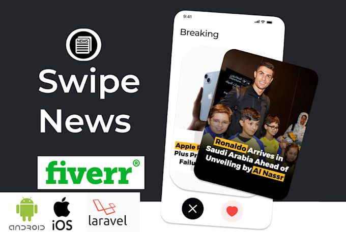 Tinder like swipe android news app with admin panel firebase by Qadeerhussai960 | Fiverr