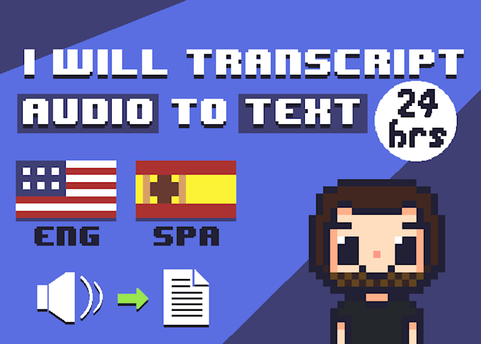 Transcript audio to text, spanish and english by Coliflornina | Fiverr