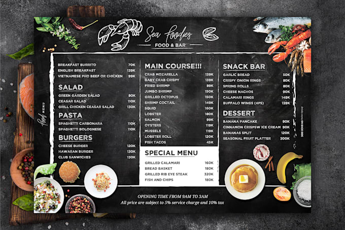 Design menu restaurant, bar and cafe for print or digital tv by ...