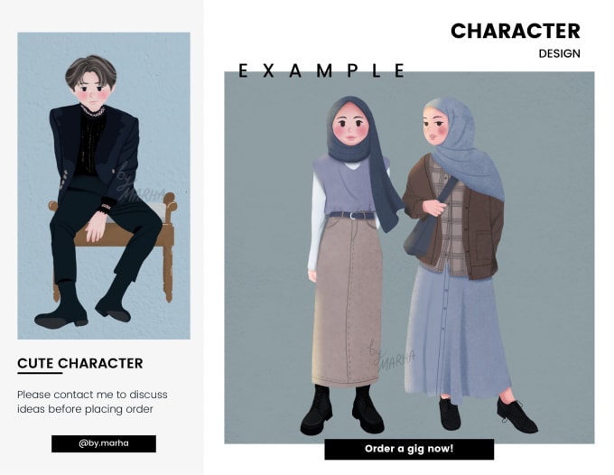 Draw cute character illustrastion by Bymarha | Fiverr Draw cute character illustrastion by Bymarha | Fiverr