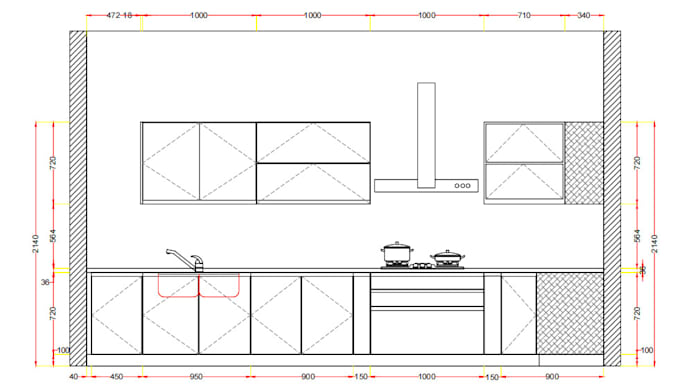 Architectural drawings, kitchen, doors wardrobes drawing, 2d 3d by ...