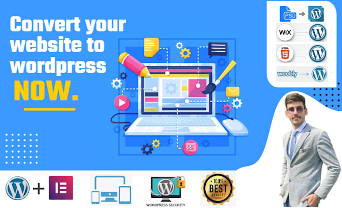 Convert wix, weebly, squarespace, xd, psd, figma to wordpress by Mohd_shehab | Fiverr