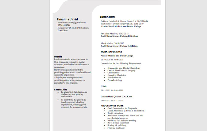 Make cv and resumes by Pakistansana | Fiverr