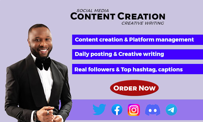 Do instagram social media content creation and write creative scripts ...