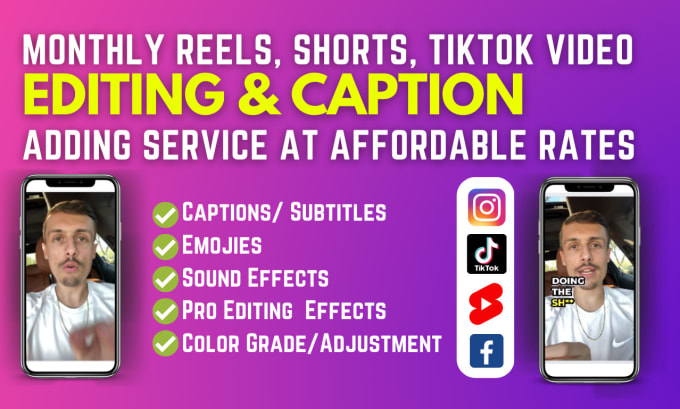 Edit Tiktok Instagram Reels Youtube Video Shorts With Caption Subtitle