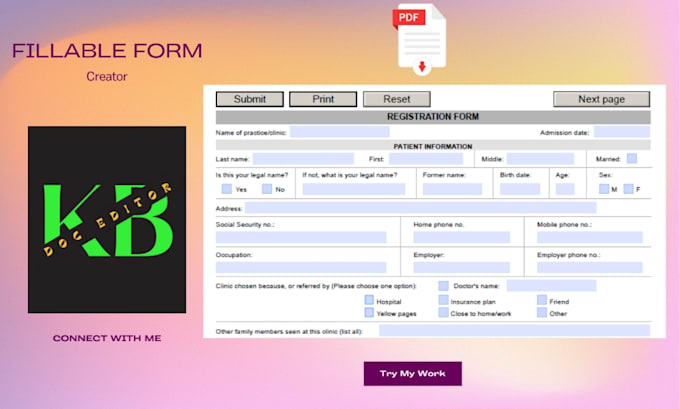 Create fillable pdf form in just 2 hours by Khanbahadur75 | Fiverr