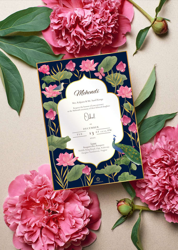 Design beautifully customised wedding cards by Venusianstudio | Fiverr