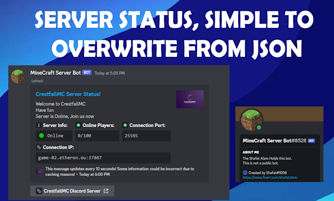 Create your minecraft discord bot by Shafata1am | Fiverr