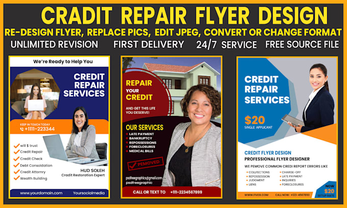 Design credit score, credit repair flyer, instagram, tax with business ...