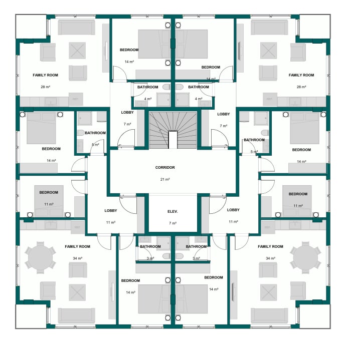 Prepare architectural floor plans with revit by Hakmanbt | Fiverr
