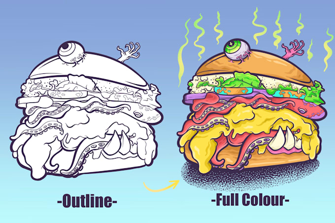 Make a food ilustration mutant style by Kokoro_joy | Fiverr