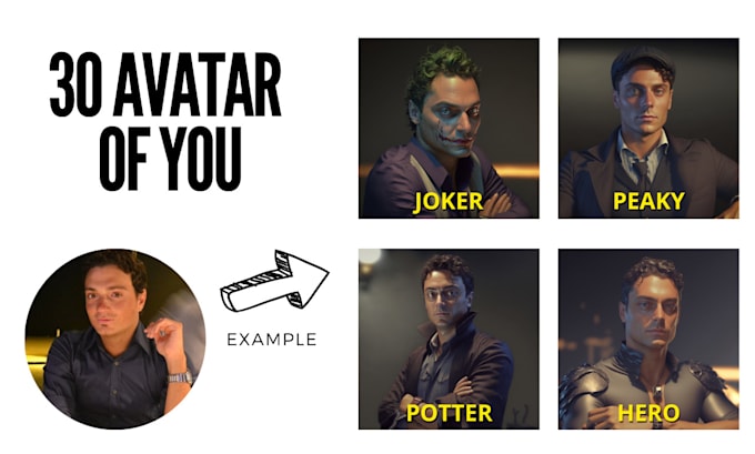 Create 30 customized avatar for you, in the style you want and any ...
