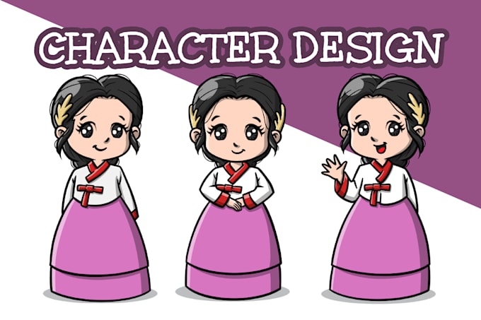 Draw 2d cartoon character design for your game or storybook by ...