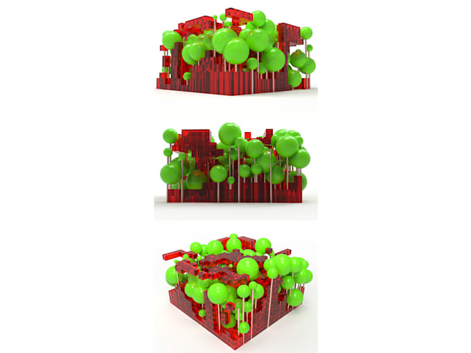 Draft plans, 3d model, photoshop render small scale architectural ...