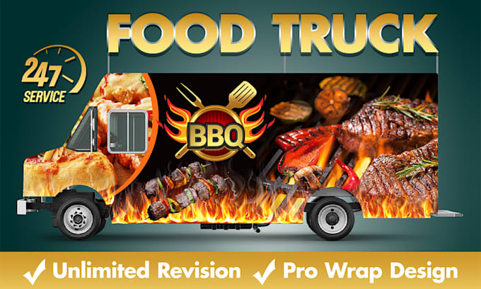 Design food truck wrap, food truck, food trailer wrap, food caravan ...