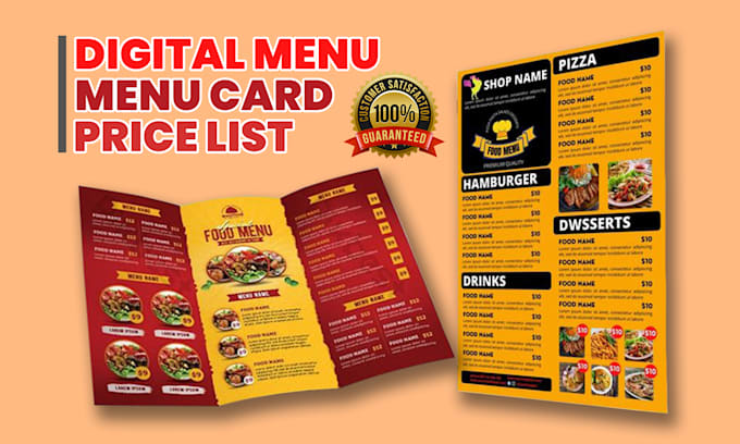 Design digital menu, price list, menu card by Saimify | Fiverr