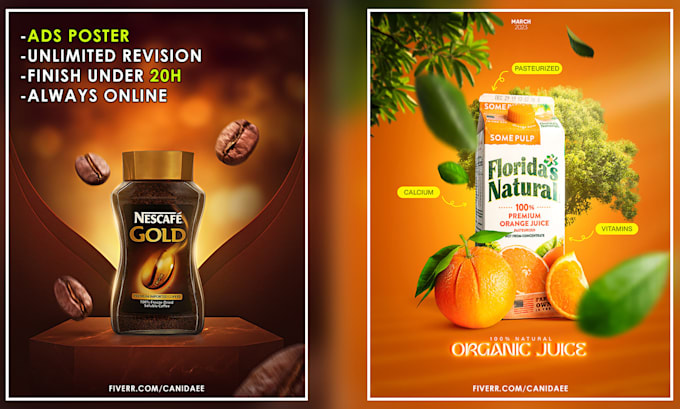 Design unique product poster by Canidaae | Fiverr